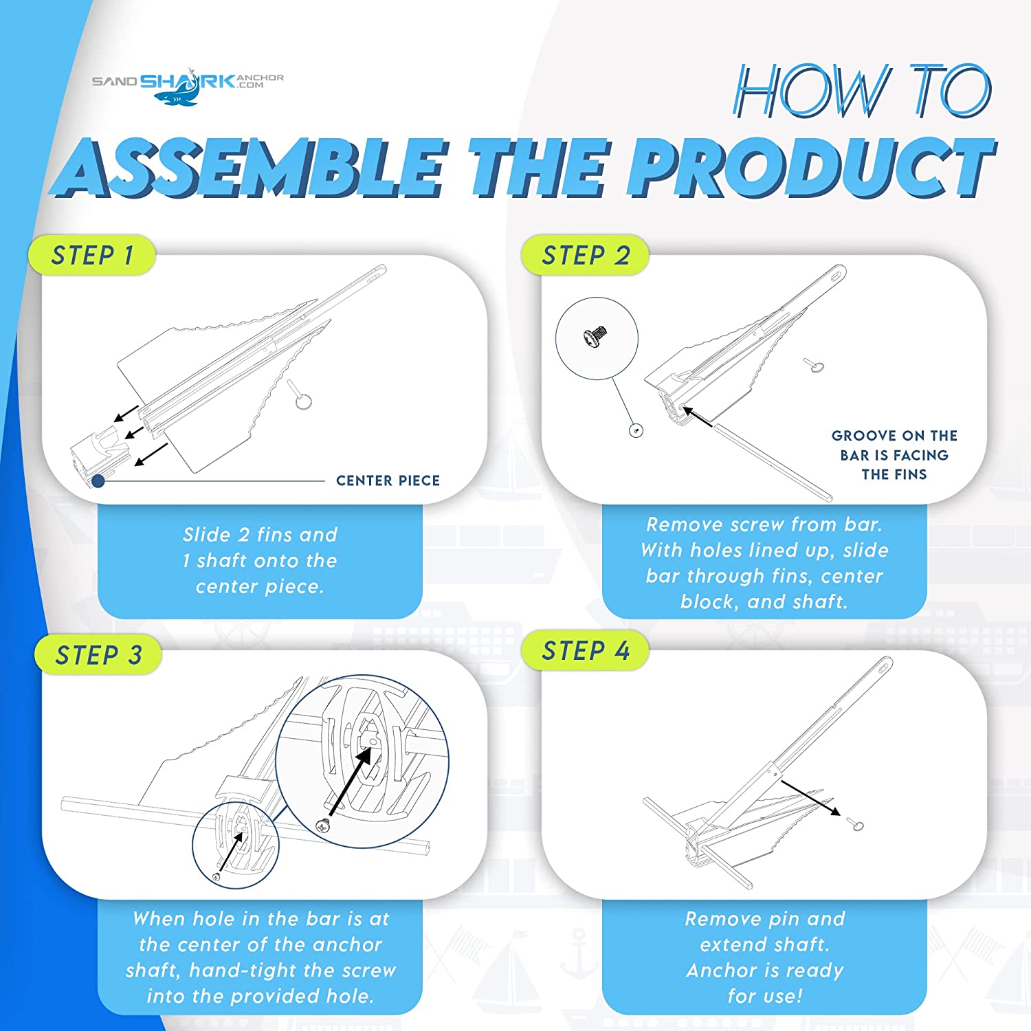 Fluke Anchor by Sandshark – Premium Anchor for Boats & Pontoons – Sand ...